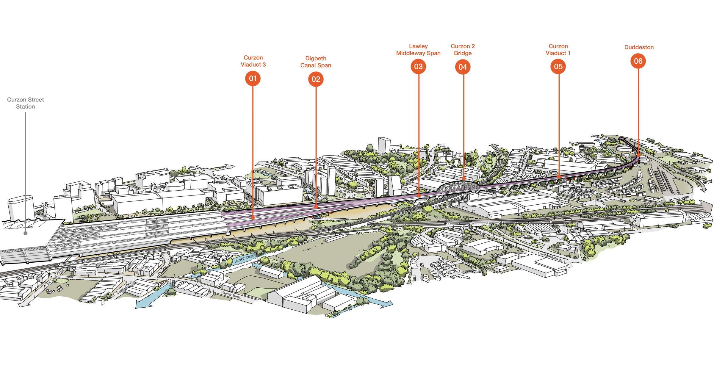 Plan layout of Curzon Approach Viaducts - HS2