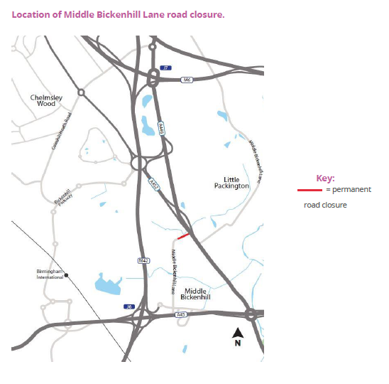 Section of Middle Bickenhill Lane permanently closed - HS2