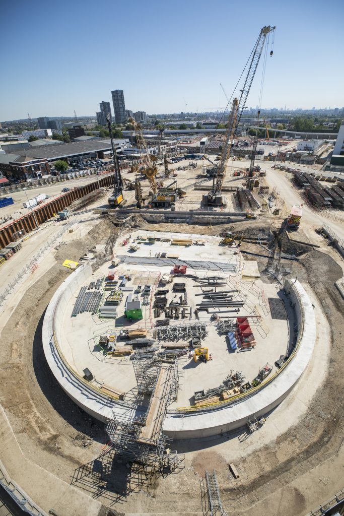 the caterpillar-shaped crossover box under construction - HS2